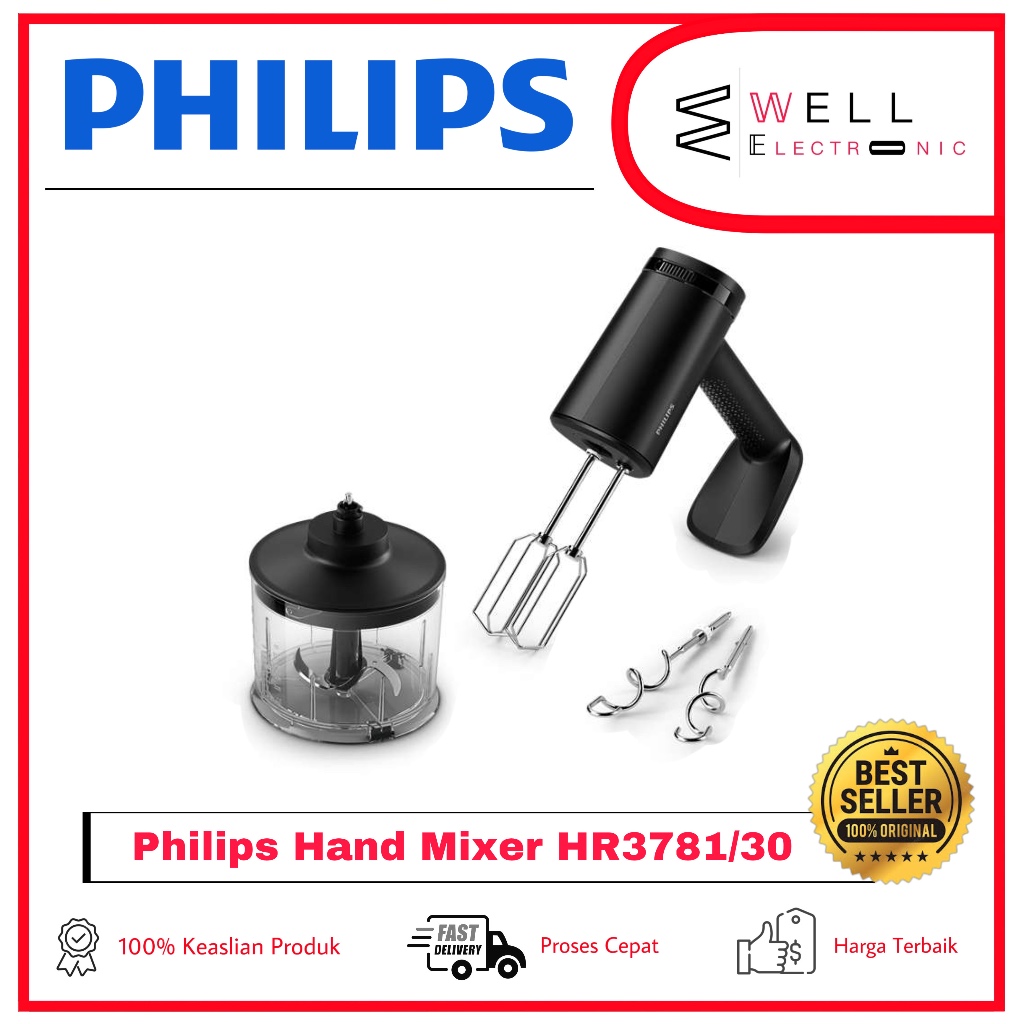 Jual PHILIPS HR3781/30 2in1 Hand Mixer and Chopper 5000 Series HR 3781 ...