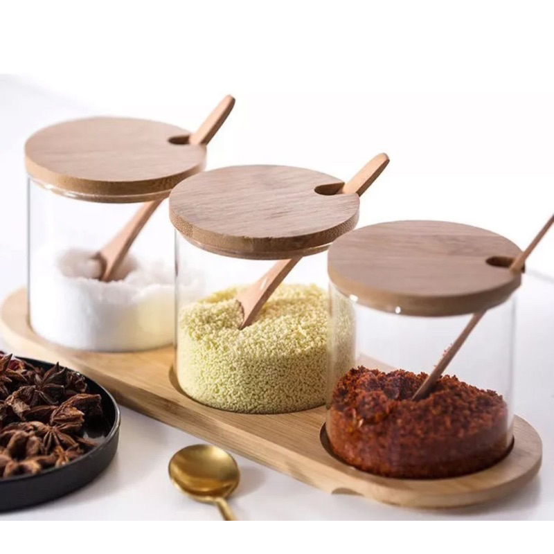 Jual Tempat bumbu set 3 pcs / tempat gula garam merica / toples bumbu ...