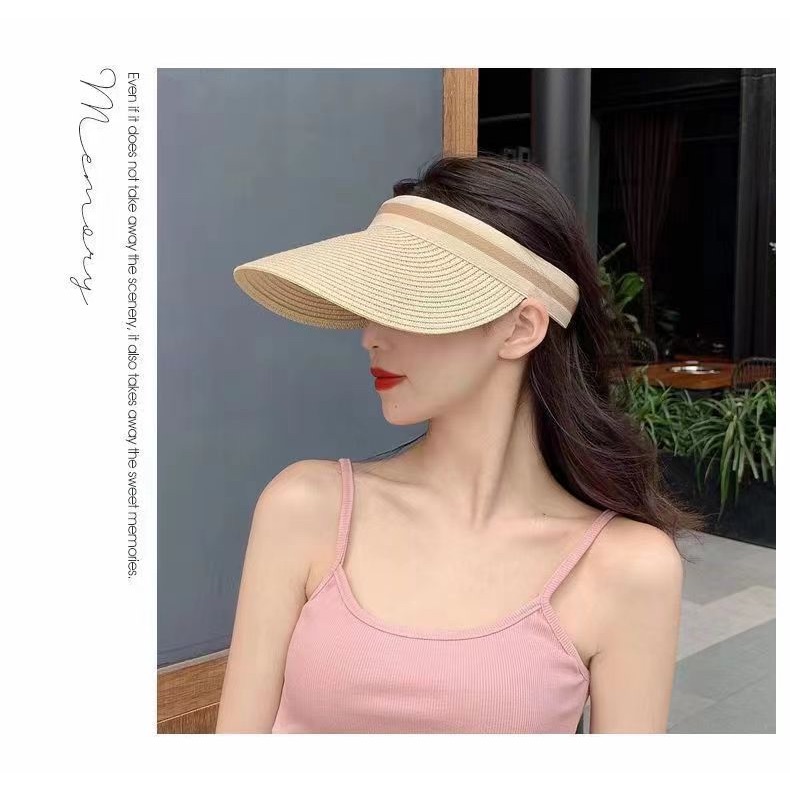 Jual Fairygirl.idTopi Matahari Musim Panas Topi Pantai Wanita Jerami Jogging Knit Visor Lipat ...