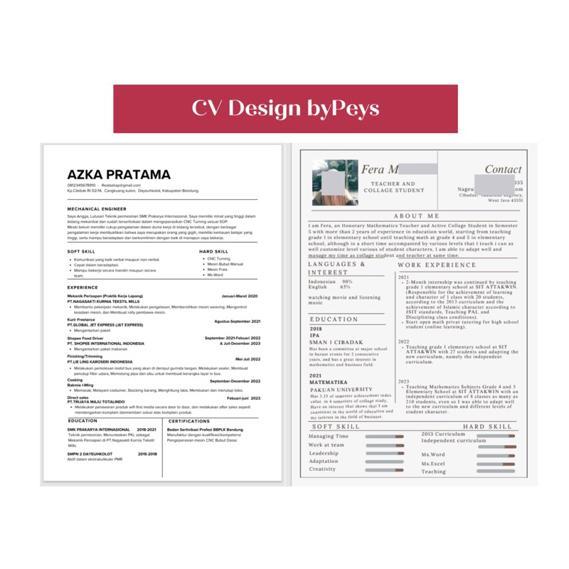 Jual Desain Cv | Curiculum Vintae | Cv kreatif | Profesional Cv | Free ...
