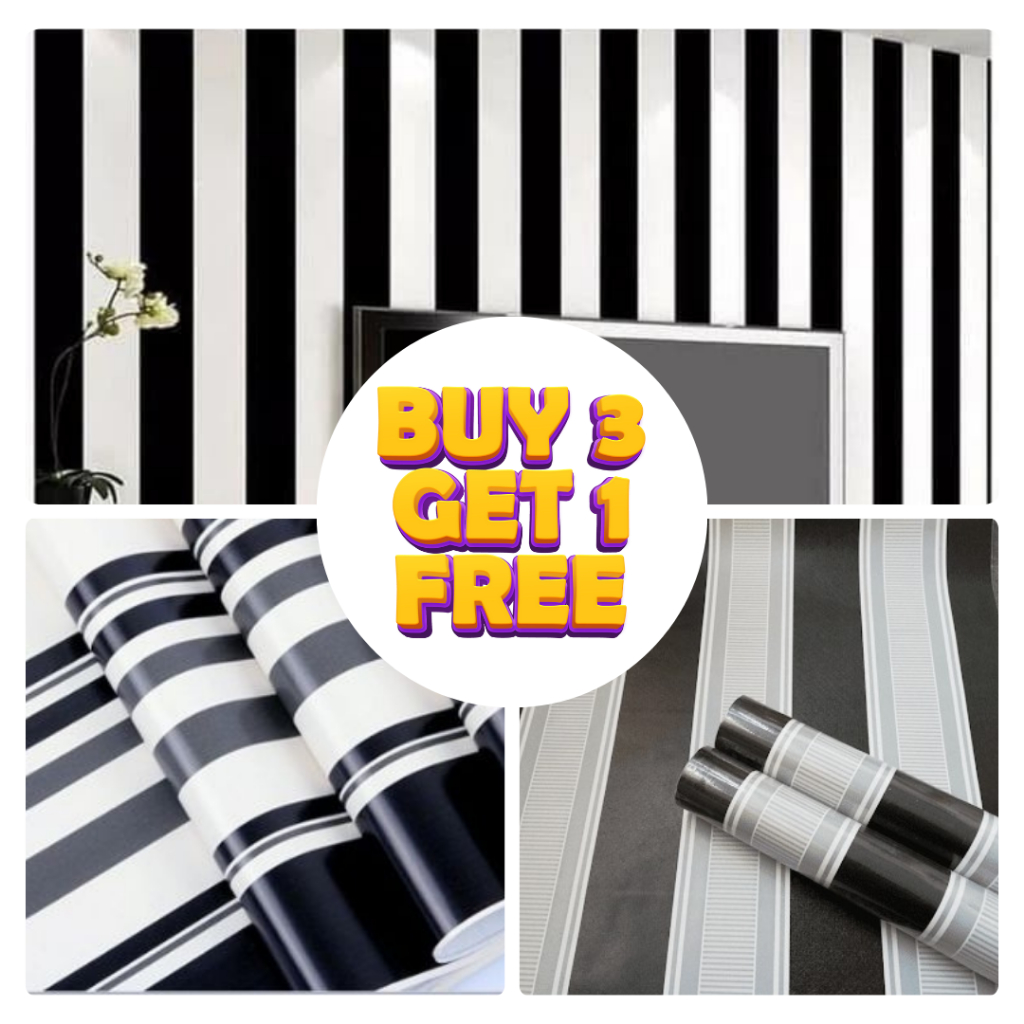 Jual PAKET HEMAT COD Wallpaper Sticker Dinding Motif Salur Wallpaper Salur Hitam Wallpaper Garis ...