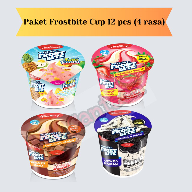 Jual Paket es krim glico frostbite cup 4 rasa 12pcs | Shopee Indonesia