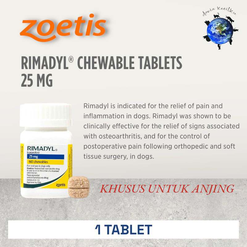 Jual Rimadyl 25mg For Dogs Anti Radang dan Nyeri (1 TABLET) | Shopee ...