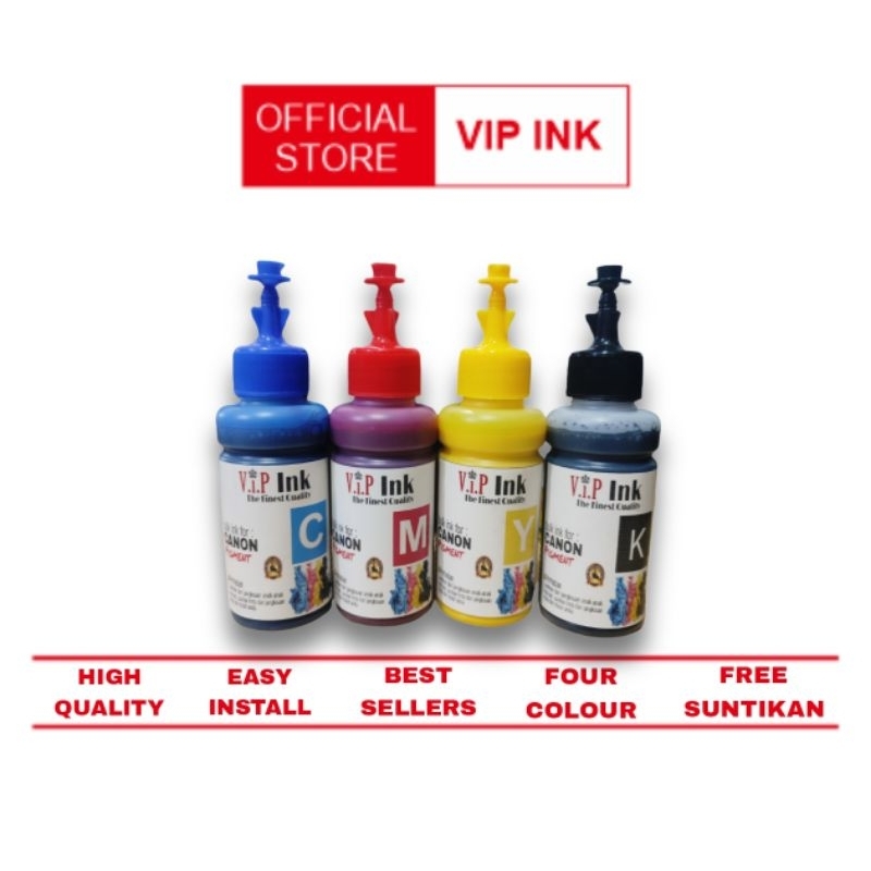 Jual VIP INK Tinta Pigment Anti Luntur Untuk Printer Canon | Shopee ...