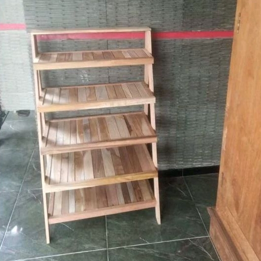 Jual rak sandal kayu jati ukuran 55cm x 30cm x 1m bisa untuk tempat ...