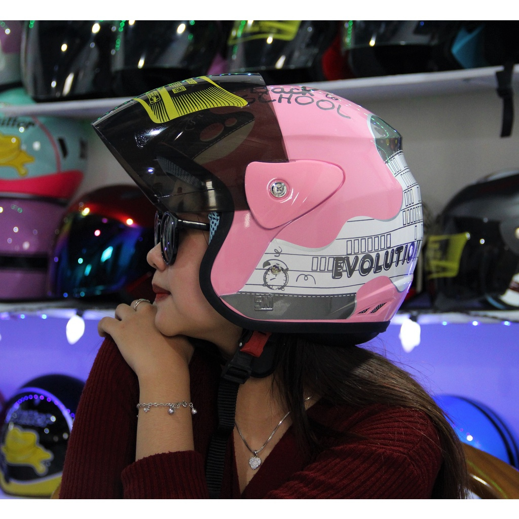 Jual HELM HALF FACE EVO MOTIF NOTE REVOLUTION KACA PELANGI SILVER HITAM SNI ORIGINAL | Shopee ...