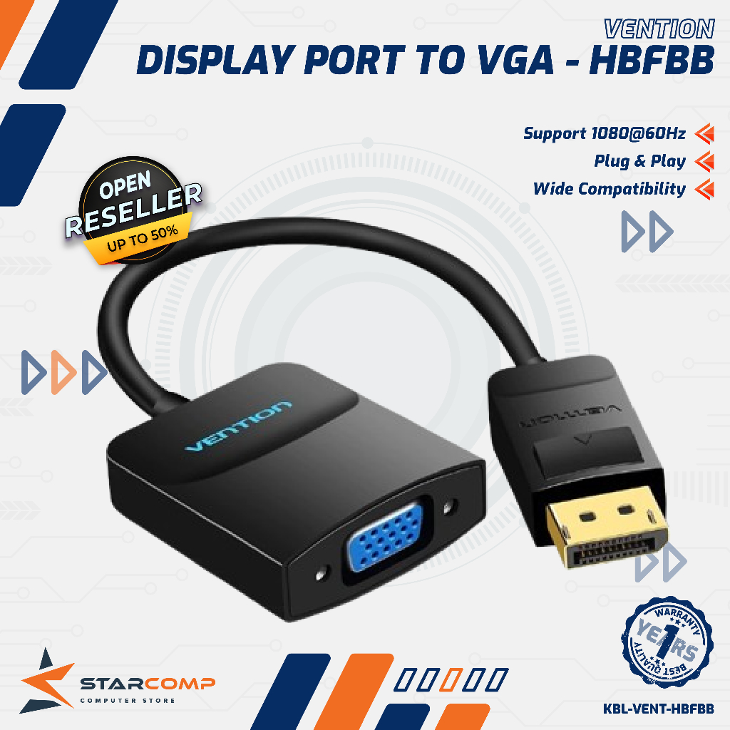Jual Vention HBF Adapter Converter DisplayPort (DP) Male to VGA Female ...