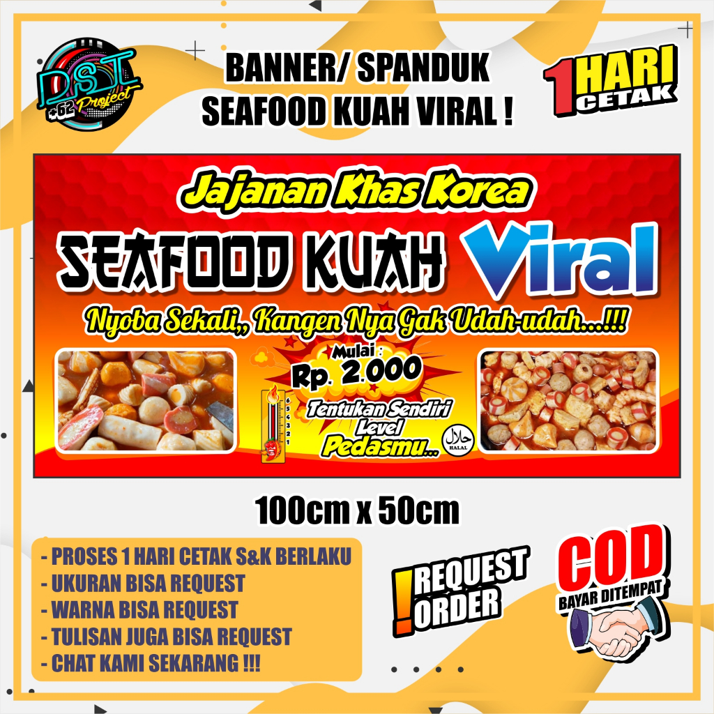 Jual BANNER / SPANDUK SEAFOOD KUAH VIRAL 100cm X 50cm | Shopee Indonesia