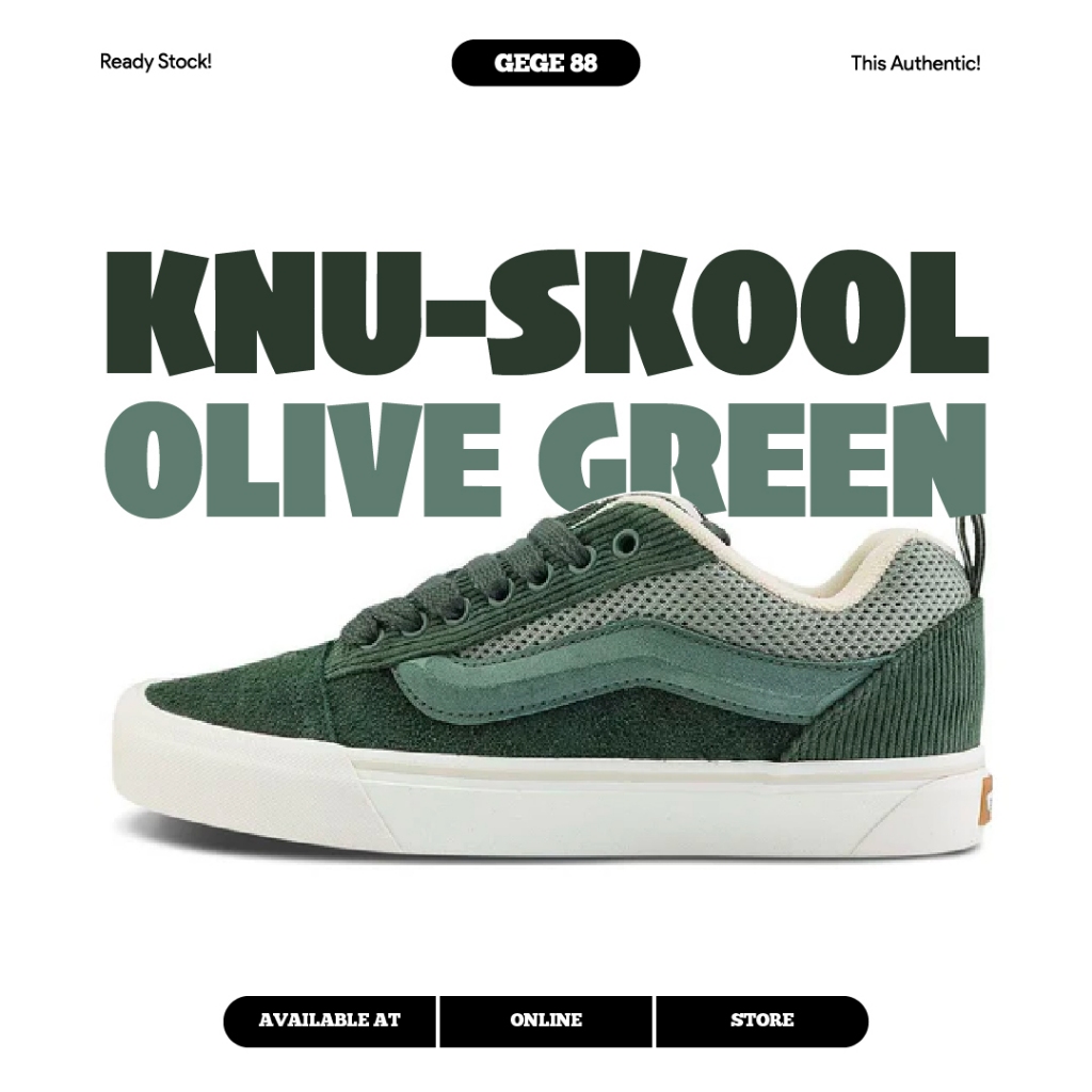 Jual Vans Knu Skool Olive Green Classic Original | Shopee Indonesia