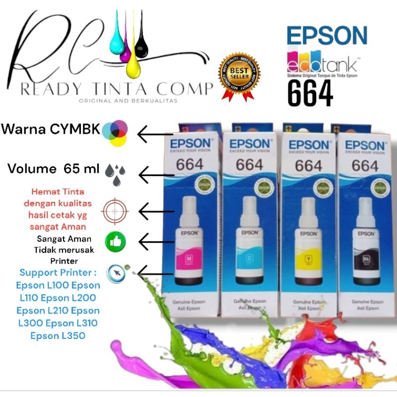 Jual Tinta Epson 664 Original 1 set / 4 warna | Shopee Indonesia