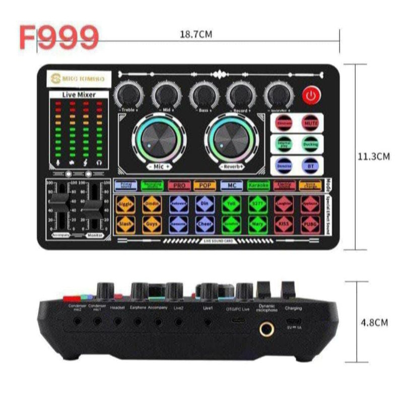 Jual Gonew Mixer Bluetooth Soundcard F999 Audio Krtu Suara Mic USB ...