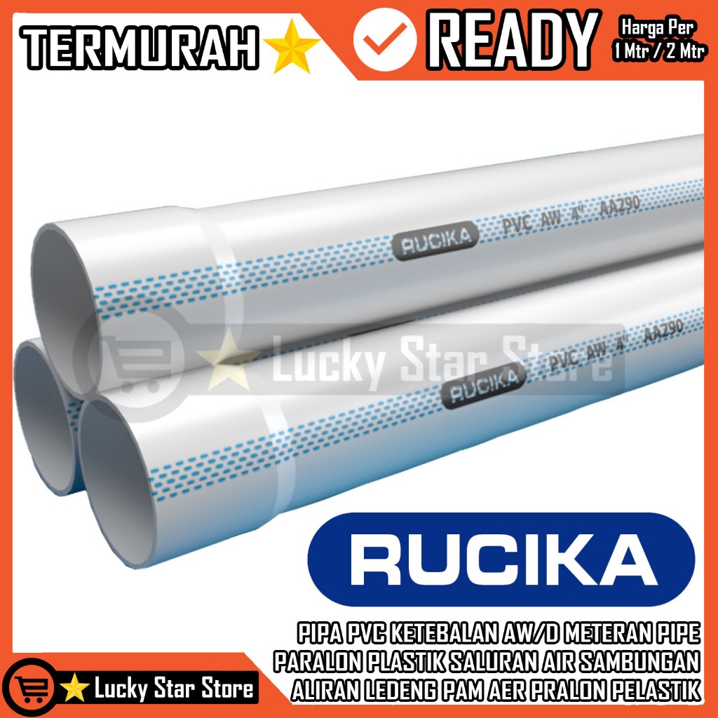 Jual 4” AW D METERAN PIPA PVC RUCIKA PUTIH 1 2 METER PARALON PRALON ...