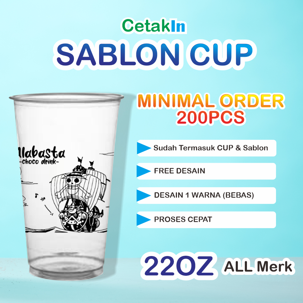 Jual Sablon Cup Gelas Plastik 22oz Datar Starindo Hokkaku Merak Euro Custom Murah Free Desain ...