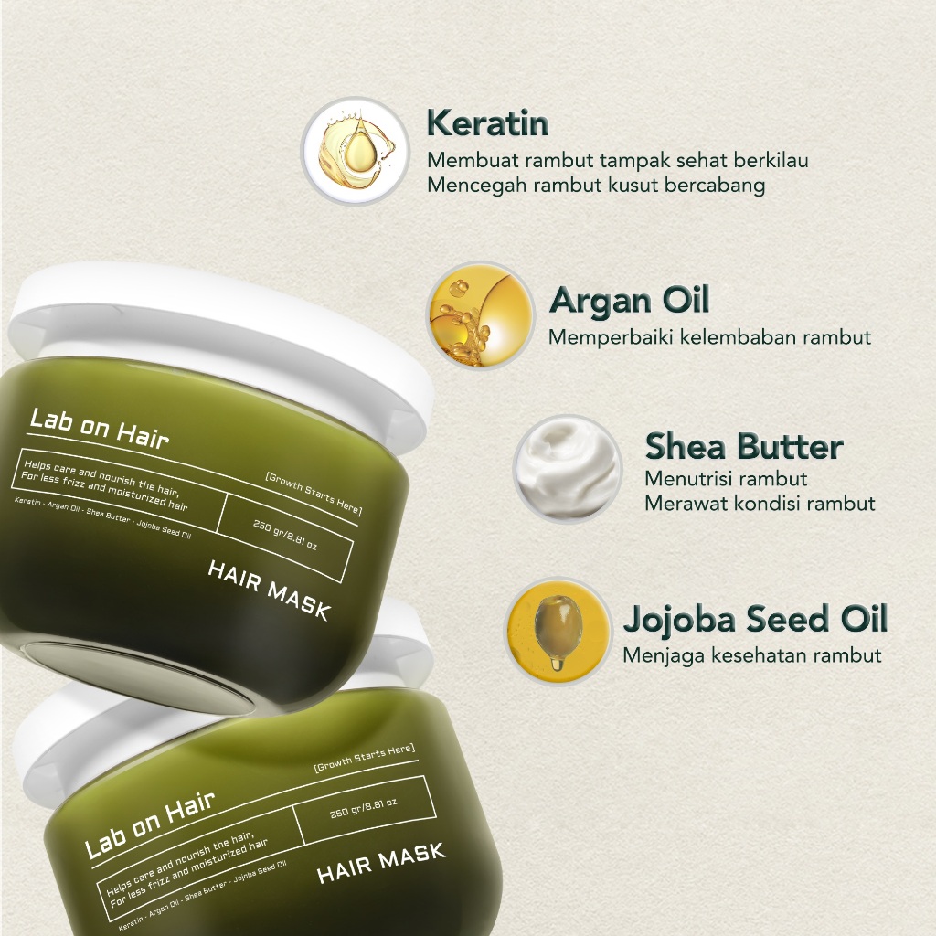 Jual Lab On Hair Hair Mask - Masker Rambut Lembut Sehat Berkilau Anti ...