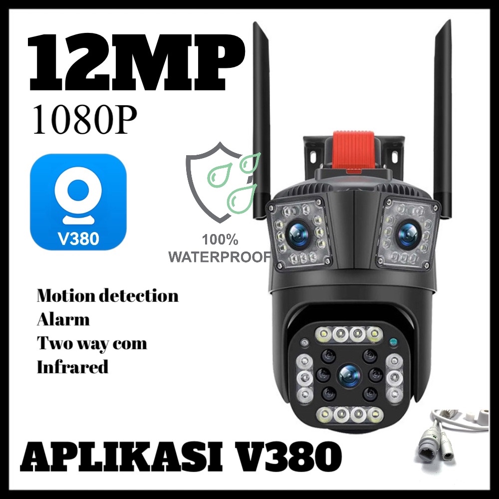 Jual V380 Aplikasi IP CCTV Outdoor 2 lensa TIGA layar 12MP 4K IP66 ...