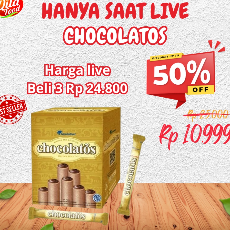 Jual Max Sale WAFER CHOCOLATOS ROLL COKLAT 1 BOX ISI 24 SNACK CRIPS ...