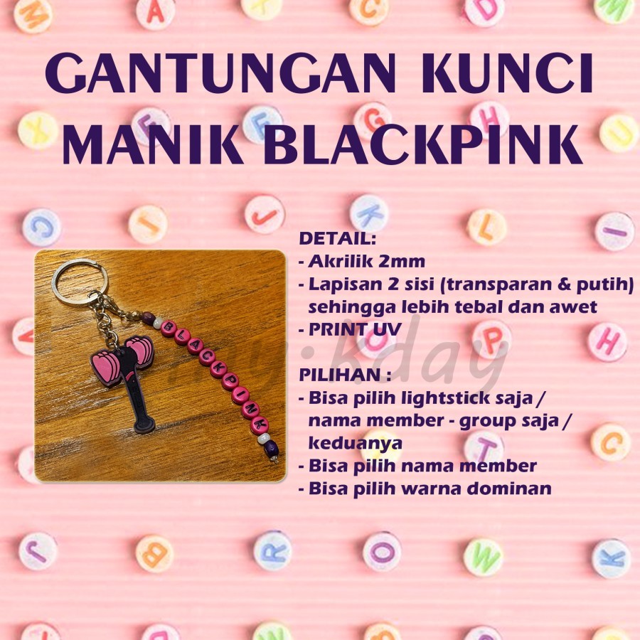 Jual GC-0004, Gantungan Kunci Keychain Blackpink Lightstick Manik Beads ...