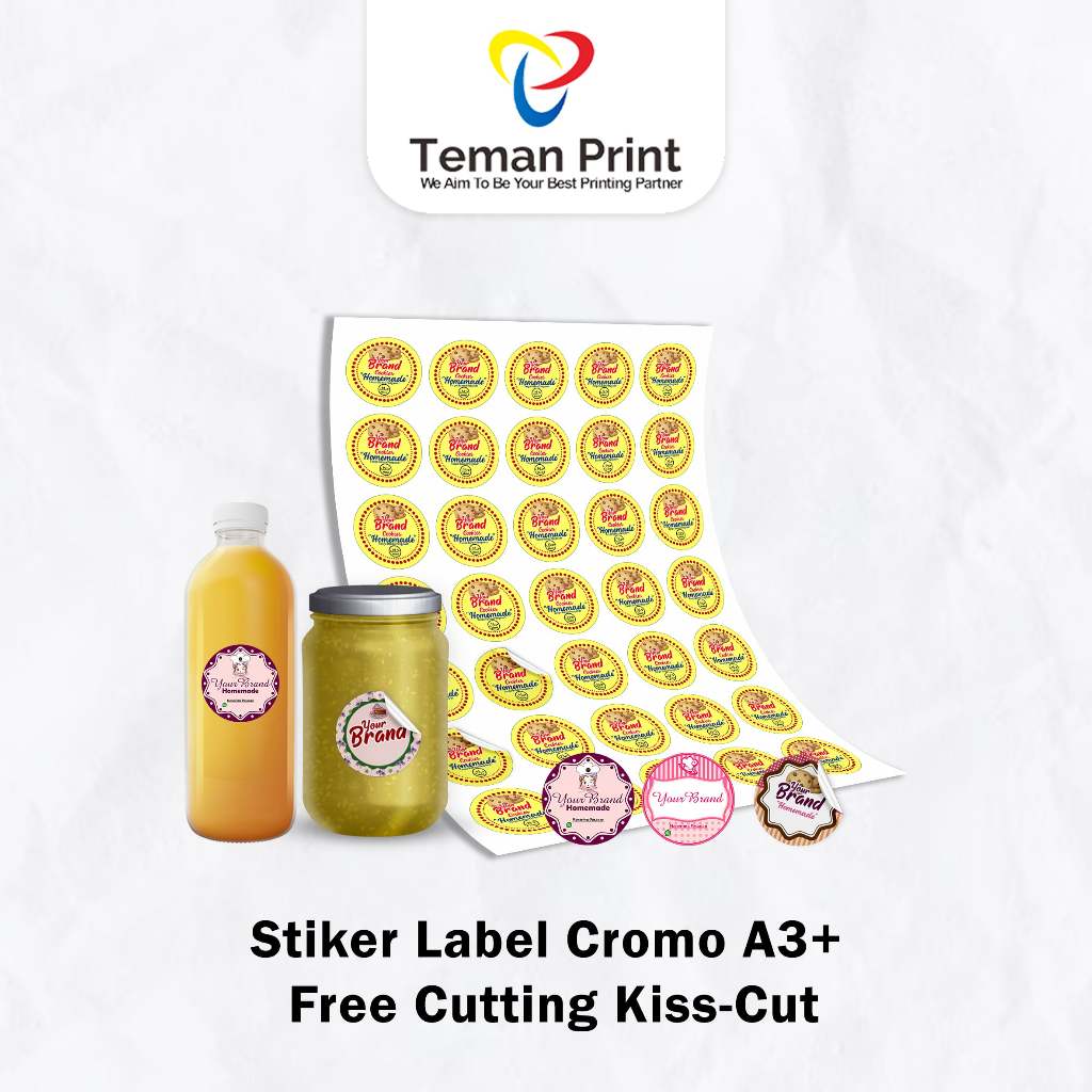 Jual Teman Print Cetak Stiker Label A3+ Bahan Cromo Stiker Kemasan UMKM ...