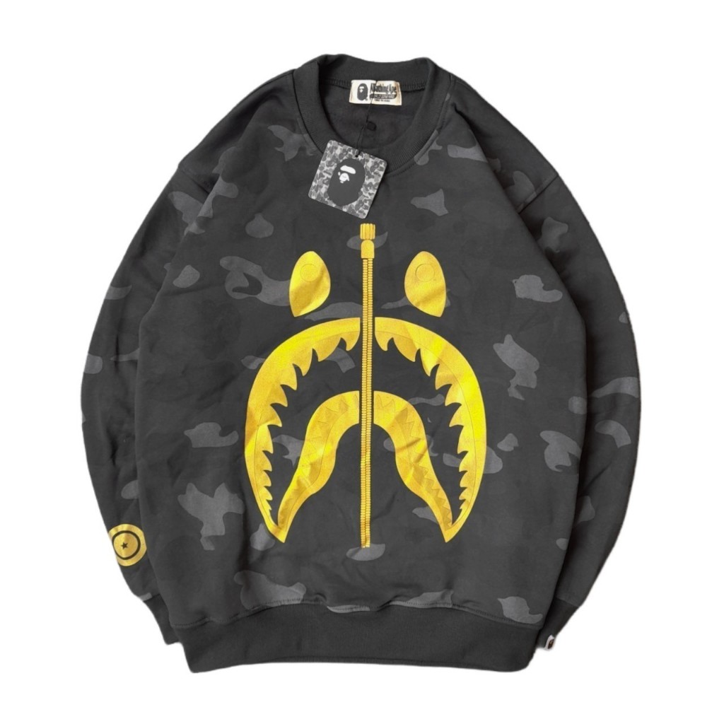 Jual SWEATER CREWNECK BAPE A BATHING APE BAPE SHARK GOLD WGM CAMOUFLAGE ...