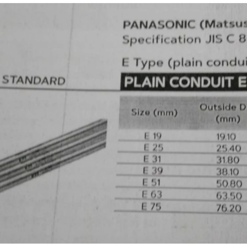 Jual Pipa Conduit E19 Panasonic 1/2inch E-19 Pipa Besi 1/2 inch / 3/4 ...