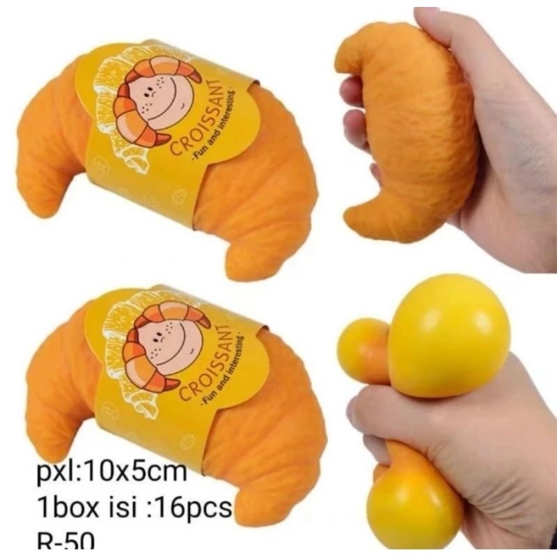 Jual Mainan Hobi Squeeze Sensory Squishy ROTI CROISSANT Bread Viral ...