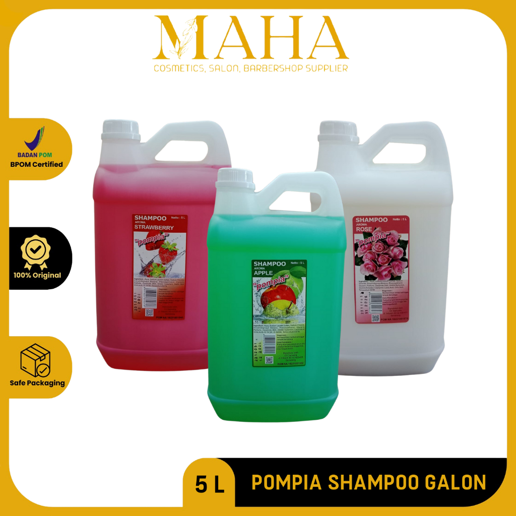 Jual POMPIA SHAMPOO GALON 5 LITER | APEL | STRAWBERRY| ROSE | Shopee ...