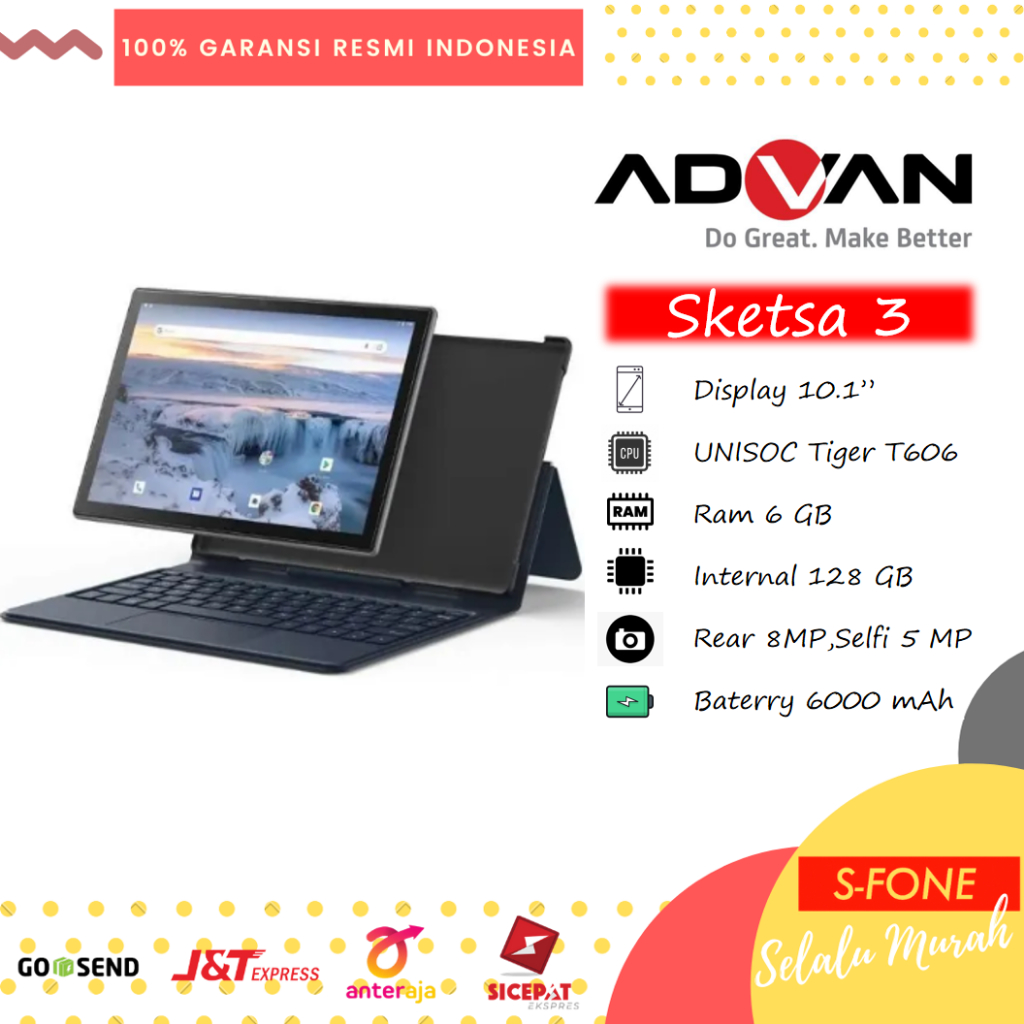 Jual Advan Sketsa 3 6/128 Bonus Keyboard Cover & Stylus Pen Garansi ...