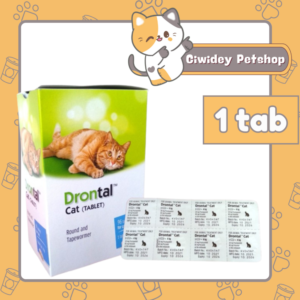 Jual DRONTAL CAT obat cacing kucing drontal 1 tablet | Shopee Indonesia