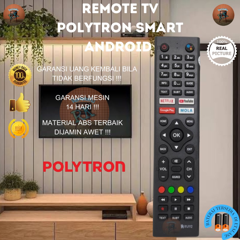 Jual Remote Remot TV Polytron LCD LED android smart TV PLD 32AG9953 ...
