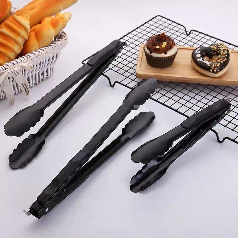 Jual Capit Makanan Hitam Capitan Elegan Stainless Food Tong Jepitan ...