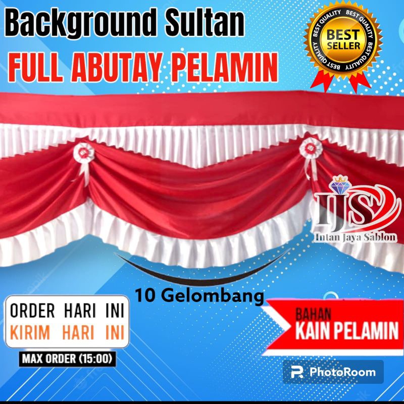 Jual Bendera Background Panggung Si cantik Full Abutay pelamin 10 Gelombang | Shopee Indonesia