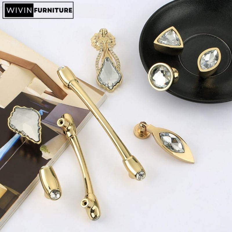 Jual W-72 Handle Lemari Gold Berlian Tarikan Laci Handle Mewah Modern ...