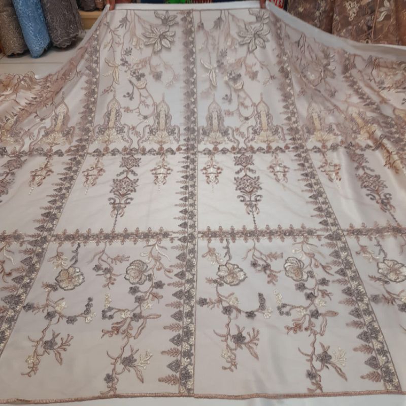 Jual PUSAT TEXTILE - Kain Tille Etnik Bordir Twotone || Bahan Kebaya ...