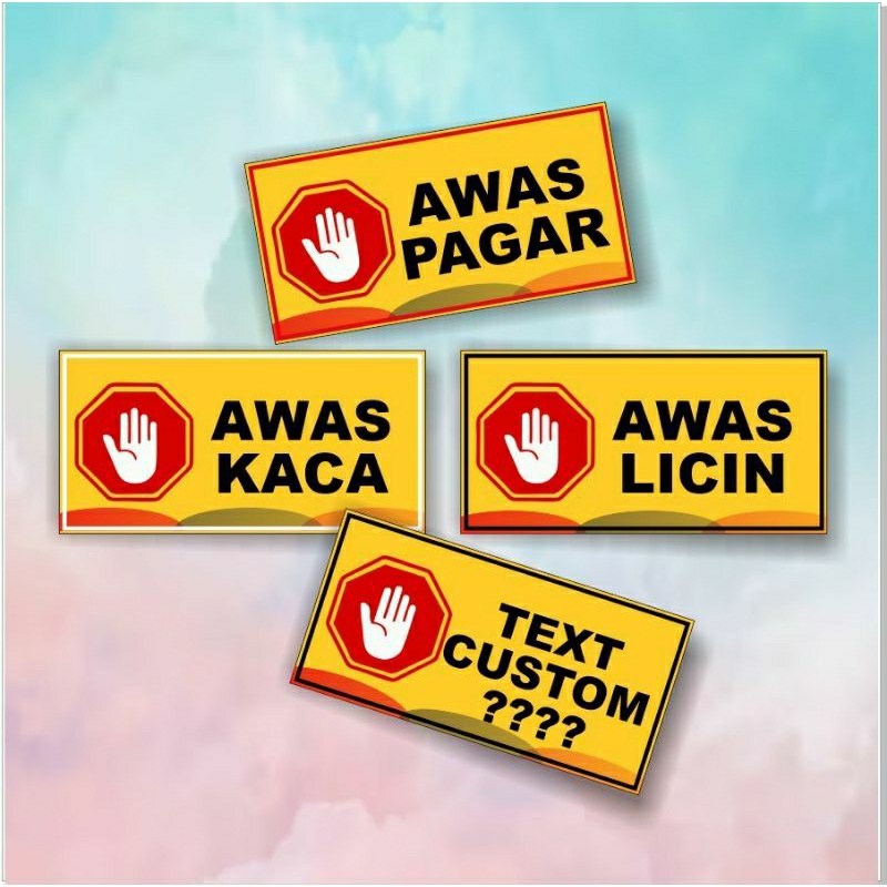 Jual stiker awas kaca awas licin awas pagar custom text | Shopee Indonesia