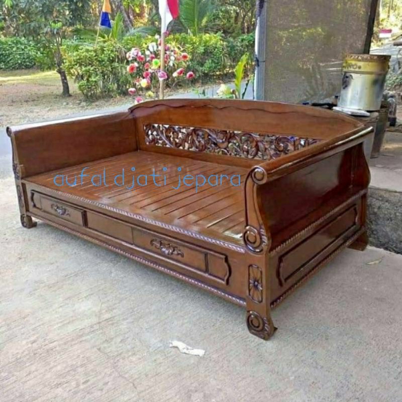 Jual Kursi teras jati bangku amben bale bale daybed ukiran minimalis ...