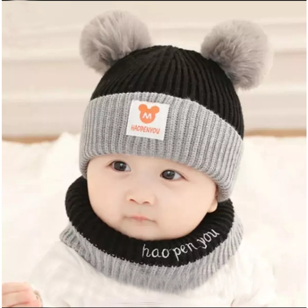 Jual Kupluk anak Kupluk bayi model dua warna hopeoyou berbahan rajut ...