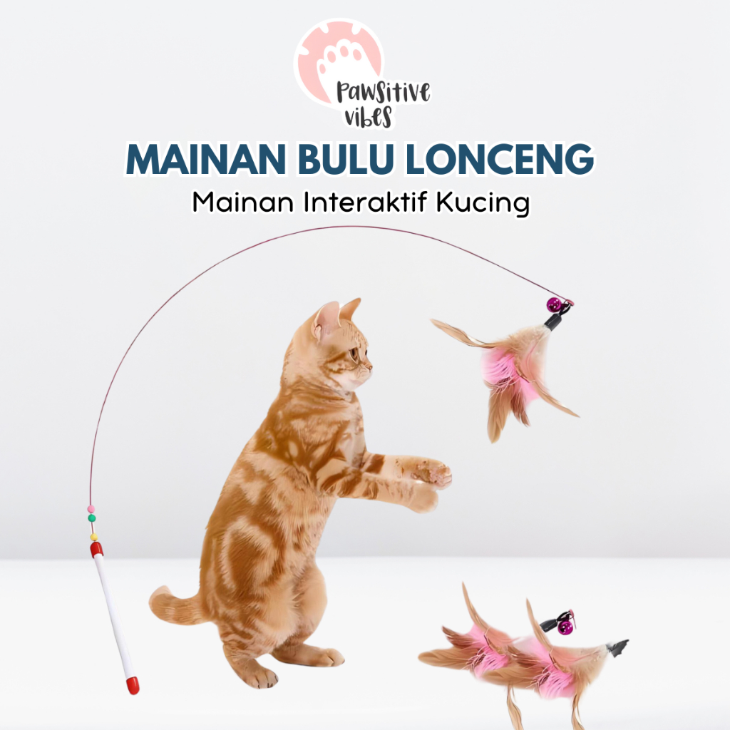 Jual Mainan Interaktif Kucing Tongkat Bulu Lonceng - Pet Toy Cat Teaser ...