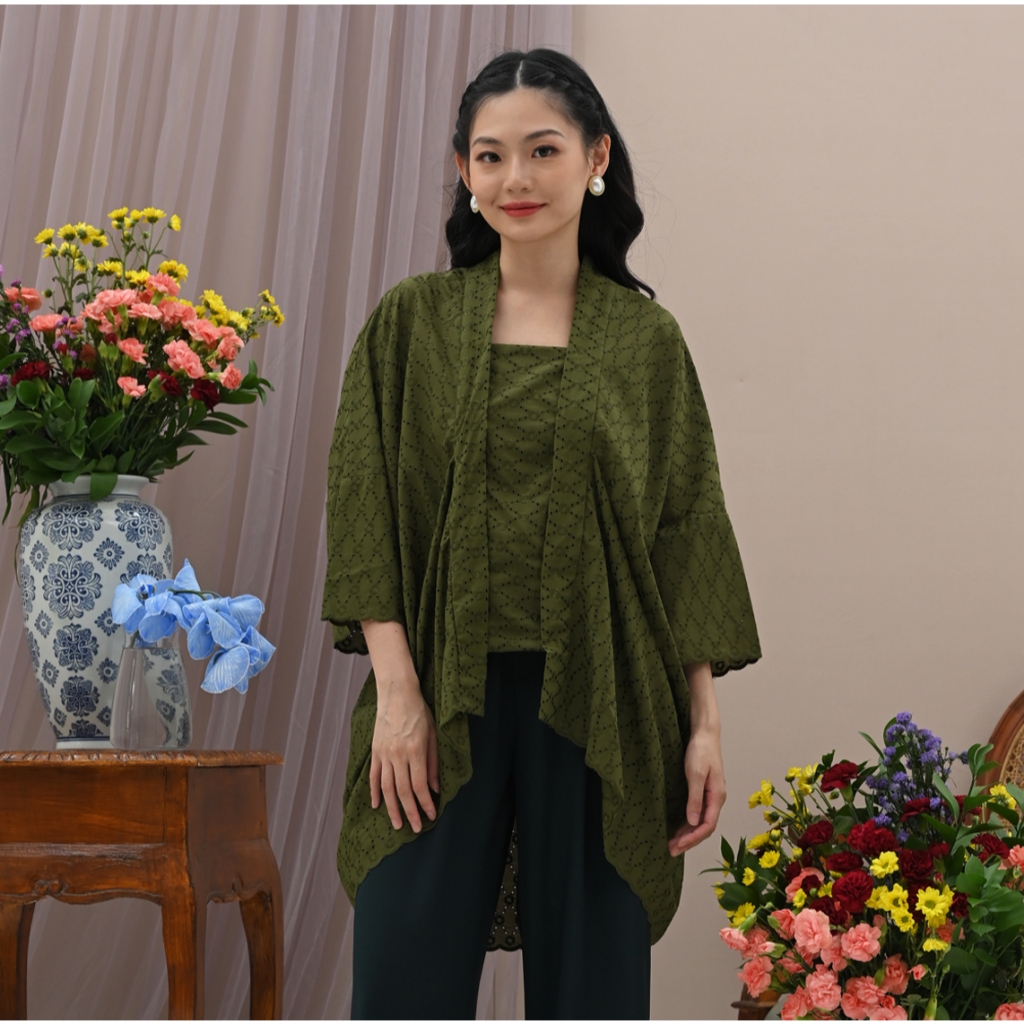 Jual NONA RARA - Kusuma Basic Rayya Green T2797, Baju kebaya batik ...