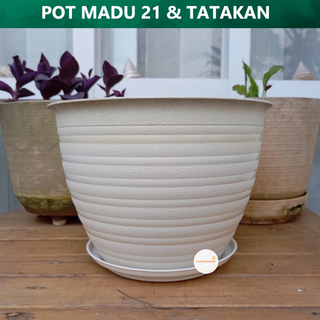 Jual 1 Set Pot Super Tawon 25 Diameter Pot Bunga Madu 21cm Putih MDN 21 cm Putih Pot Tawon dan ...