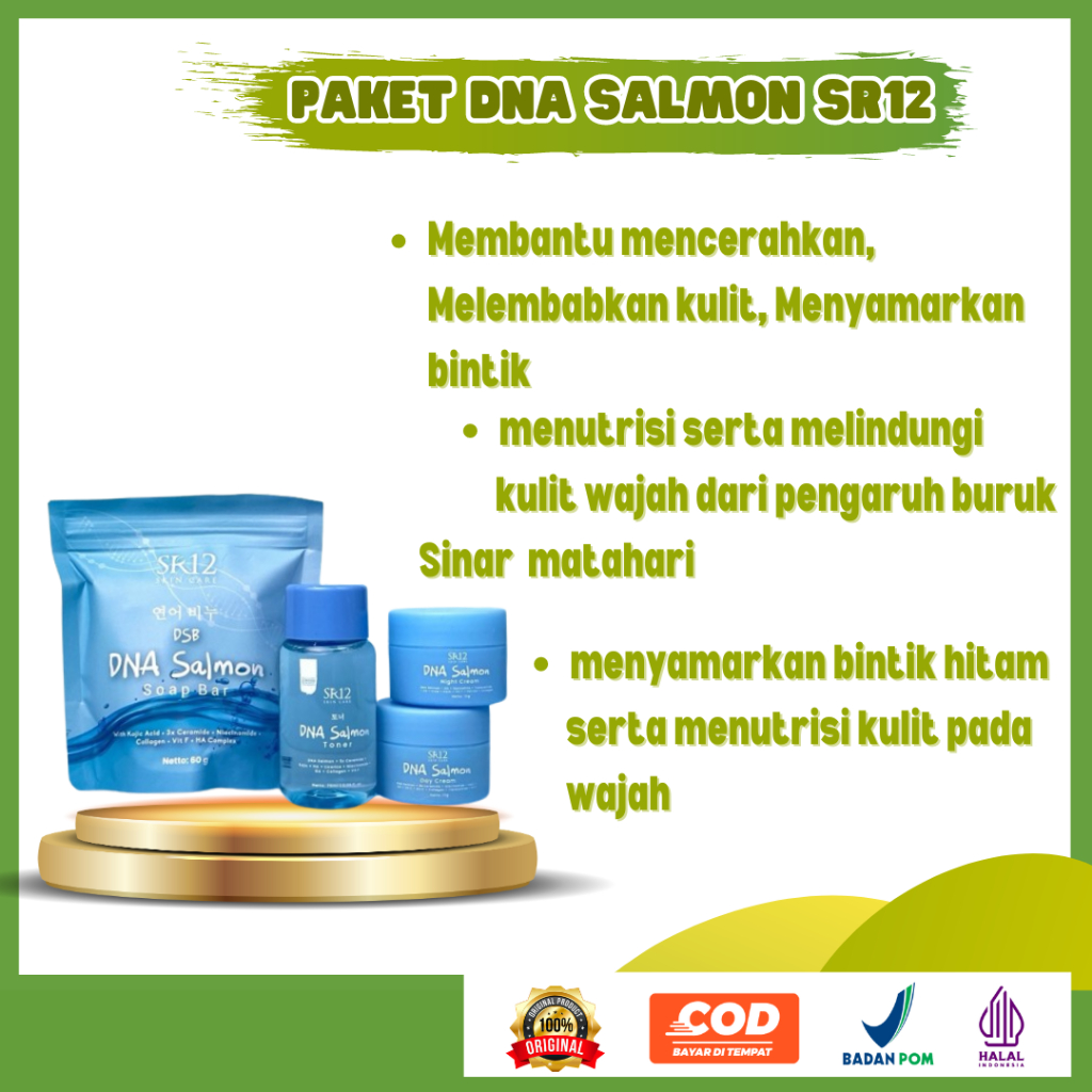 Jual Paket DNA Salmon SR12 Skincare Perawatan Kecantikan BPOM Pencerah Wajah Anti Aging Aman ...