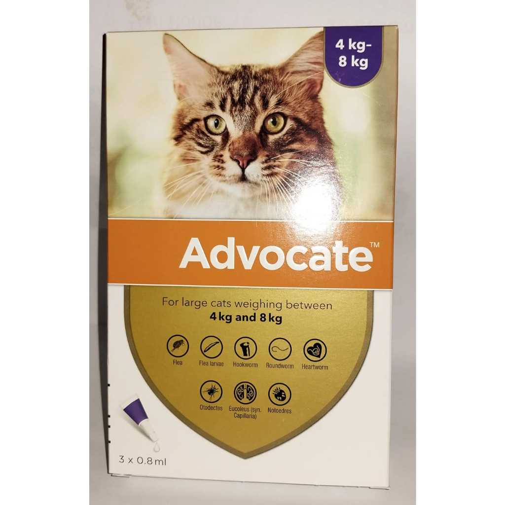 Jual ADVOCATE CAT Obat Kutu, Cacing dan Tungau Kucing untuk BB 4 - 8 kg ...