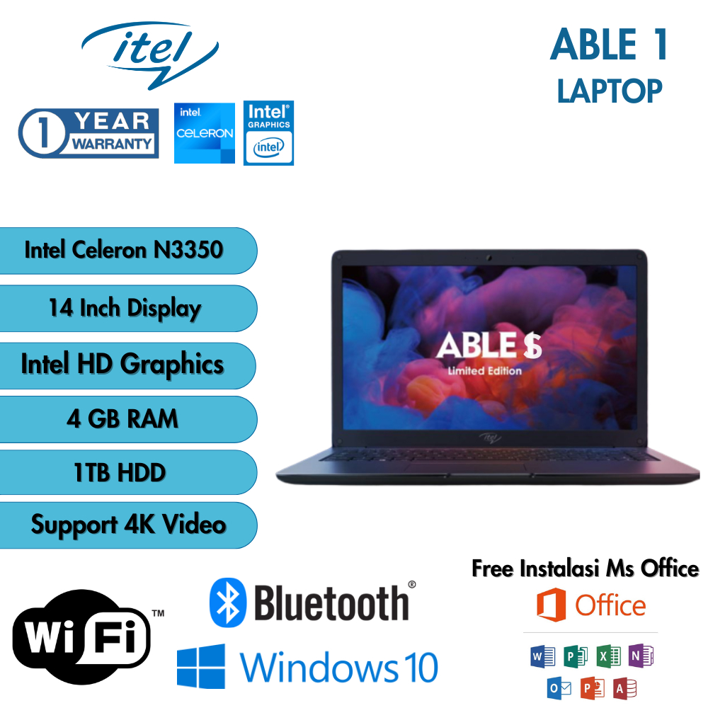 Jual Laptop Murah itel Able1 Celeron N4120 8GB RAM + 256SSD 14 inch ...