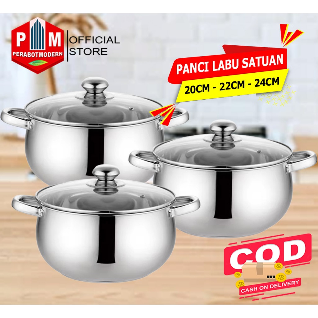 Jual Panci Labu Soup Pot Satuan Belly Pot Ukuran 20 22 dan 24cm Tutup ...