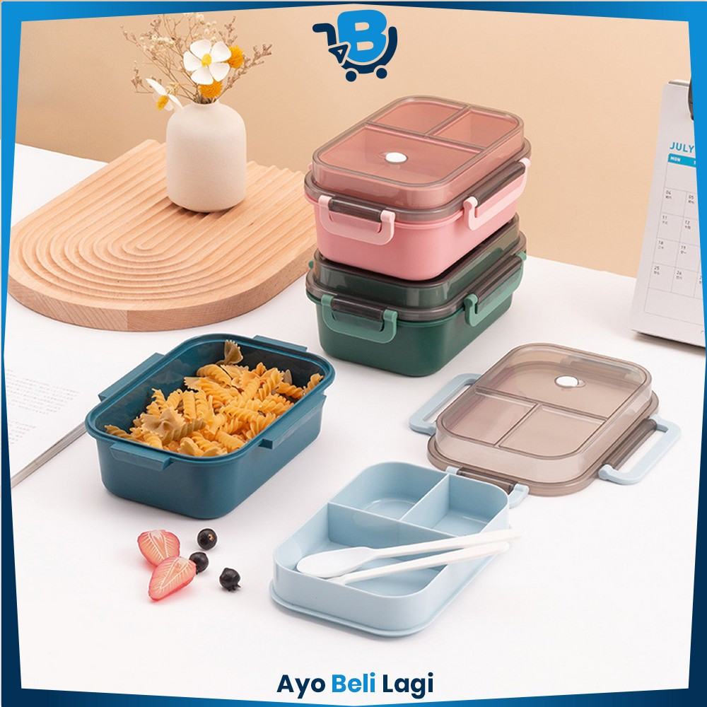 Jual Lunch Box Susun Tempat Makan Set 2 Tingkat 3 Sekat Anti Tumpah Free Sendok Garpu Portable ...
