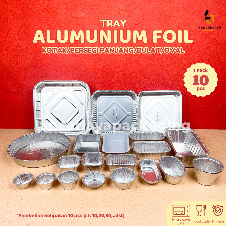 Jual Aluminium Foil Tray Kotak Persegi Panjang Tempat Pastel Tutup ...