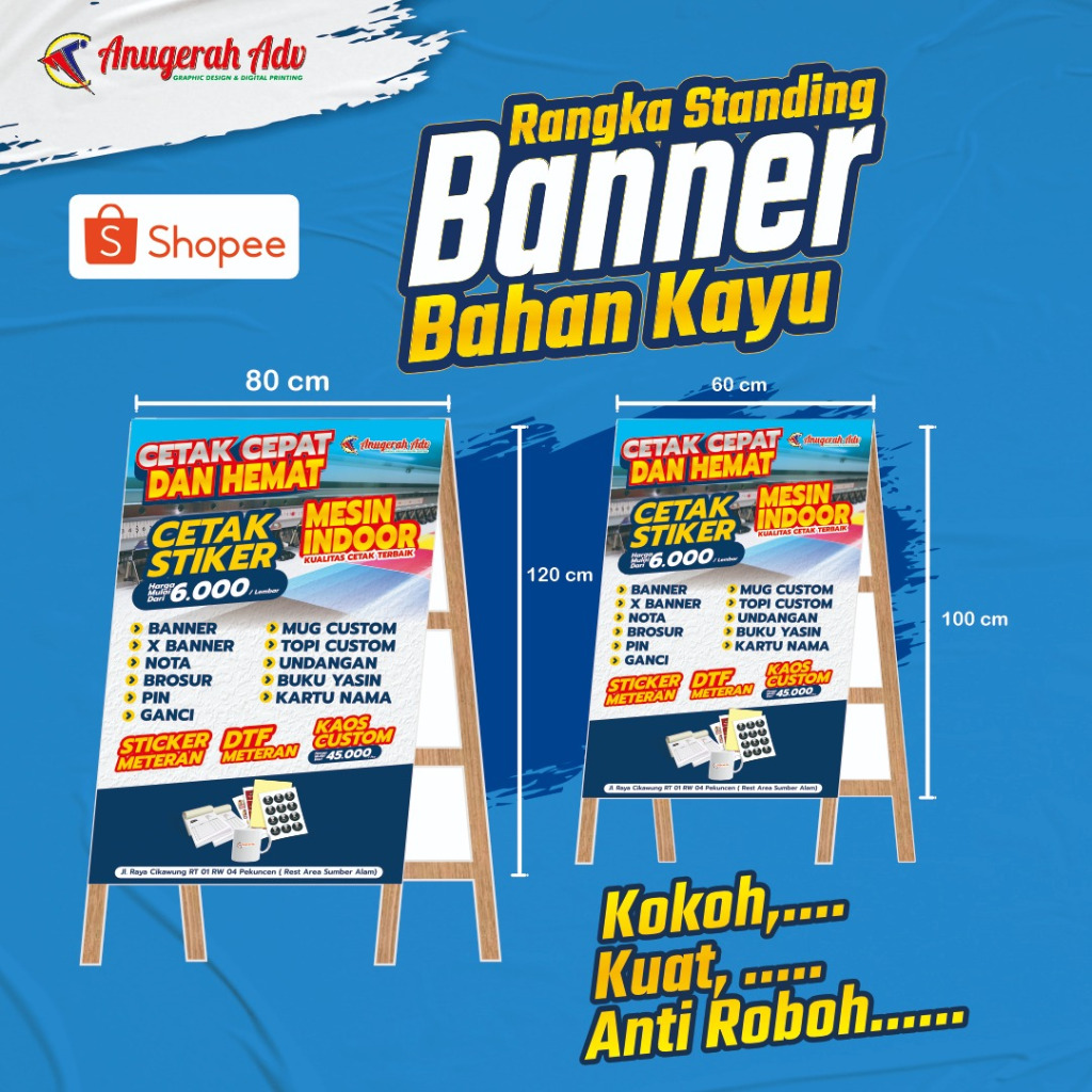 Jual STAND BANNER KAYU UKURAN 60x100cm & 80x120cm - STANDING BANNER ...