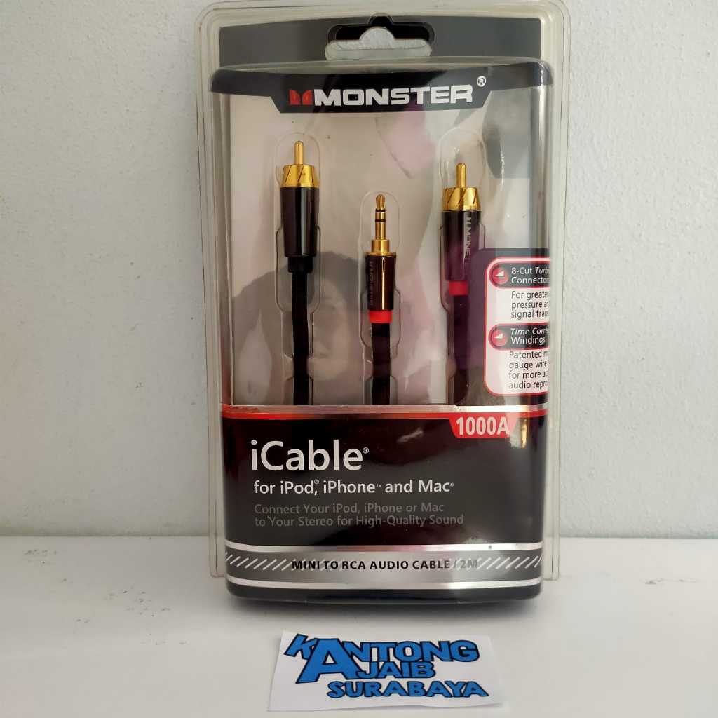 Jual Kabel 2 RCA To Jack Mini Stereo Hitam 1.5 Meter Kabel Aux 2 in 1 ...