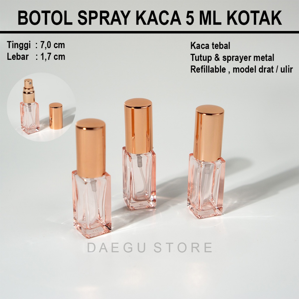 Jual Botol Spray Kaca 5ml Kotak Tebal PINK TRANSPARAN Parfum Refiil ...