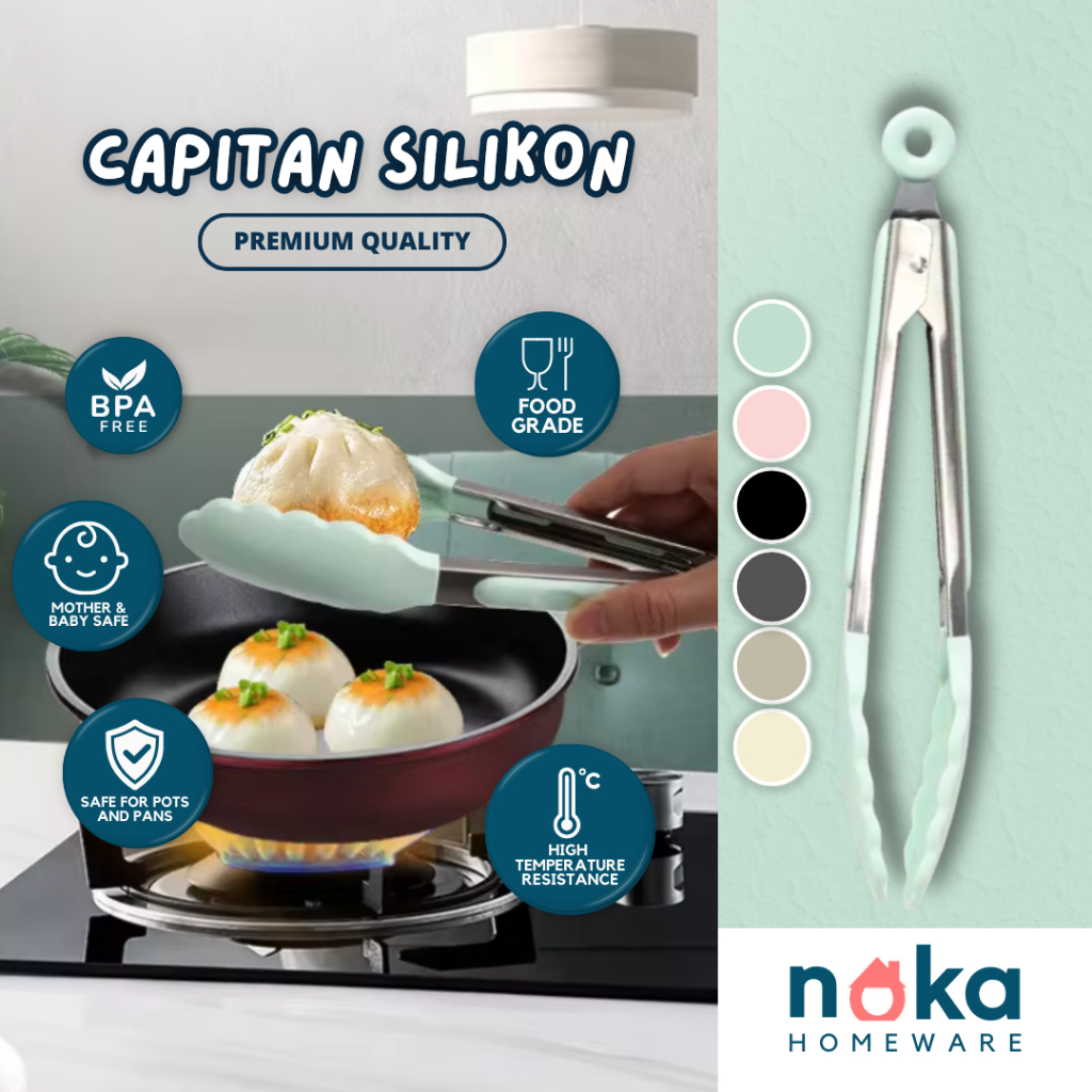 Jual NOKA Capitan Tongs Silikon Stainless Steel Non-Stick PREMIUM ...