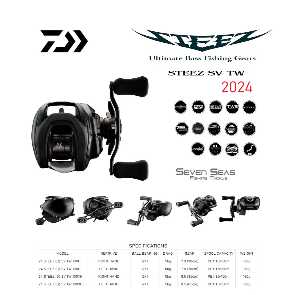 Jual Daiwa Steez SV TW 100 Model 2024 BC Baitcasting Reel Pancing | Shopee Indonesia